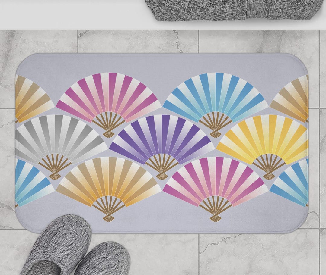Colorful Hand Fans Large Bath Mat Brings Asian Vibe and Elegance to ...
