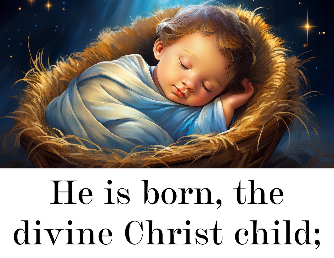 He is Born, the Divine Christ Child Flipchart Lyrics Christmas Song - Etsy