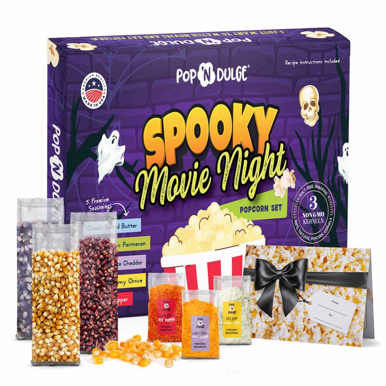 Halloween Spooky Movie Movie Night Popcorn Gift Set - Etsy