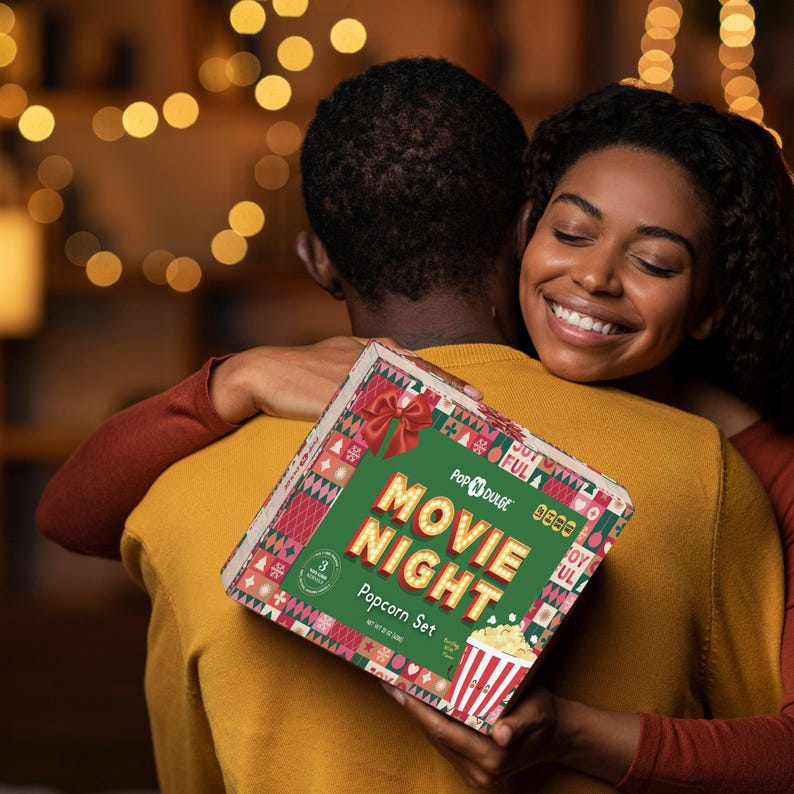 Christmas Movie Night Gourmet Popcorn Gift Set - Etsy