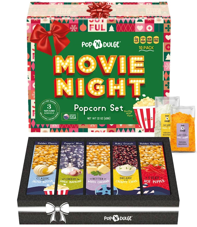 Christmas Movie Night Gourmet Popcorn Gift Set - Etsy