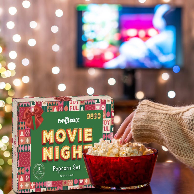 Christmas Movie Night Gourmet Popcorn Gift Set - Etsy