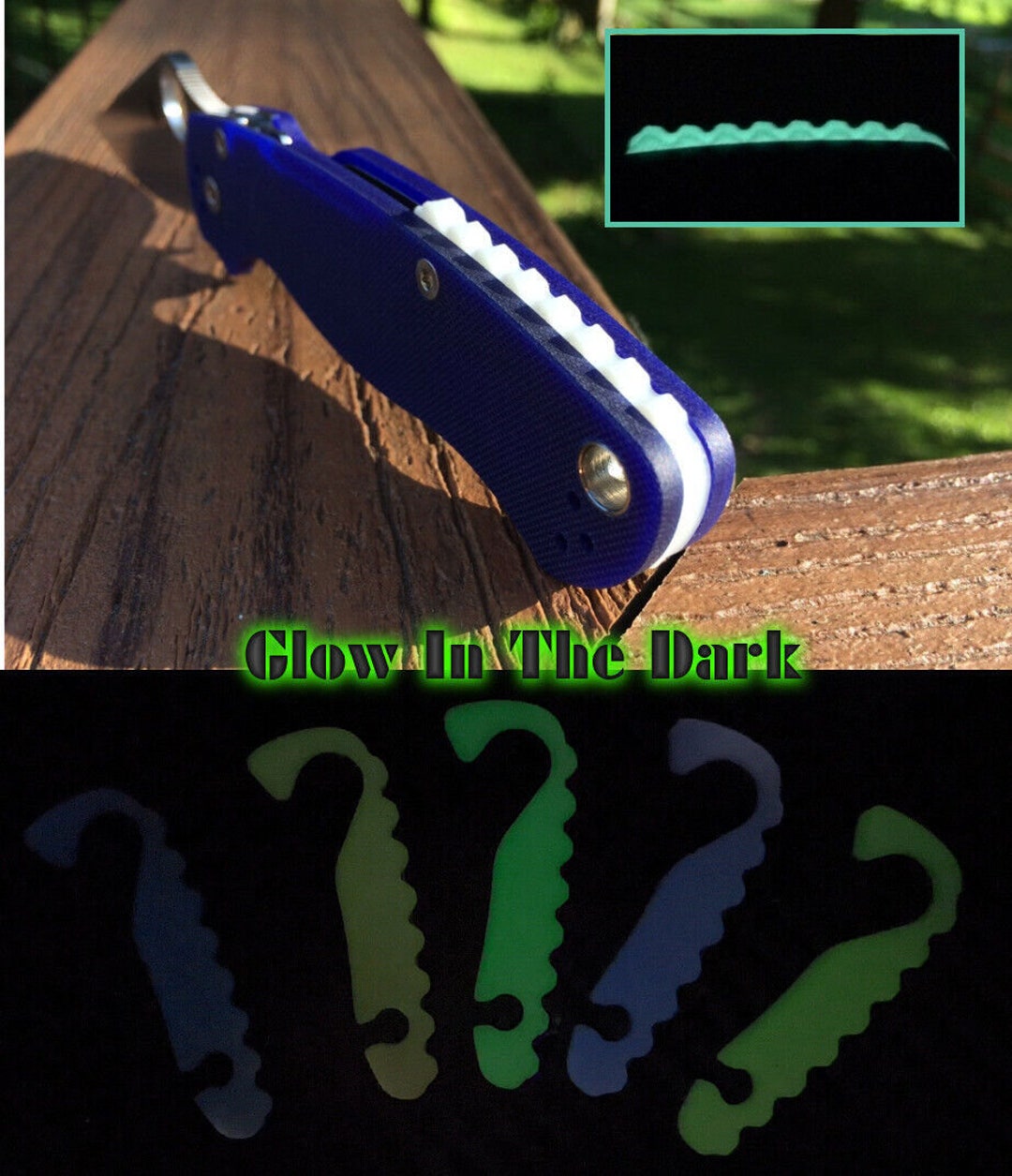 Spyderco Paramilitary 2 Custom Glow in the Dark Backspacer Insert Spine ...