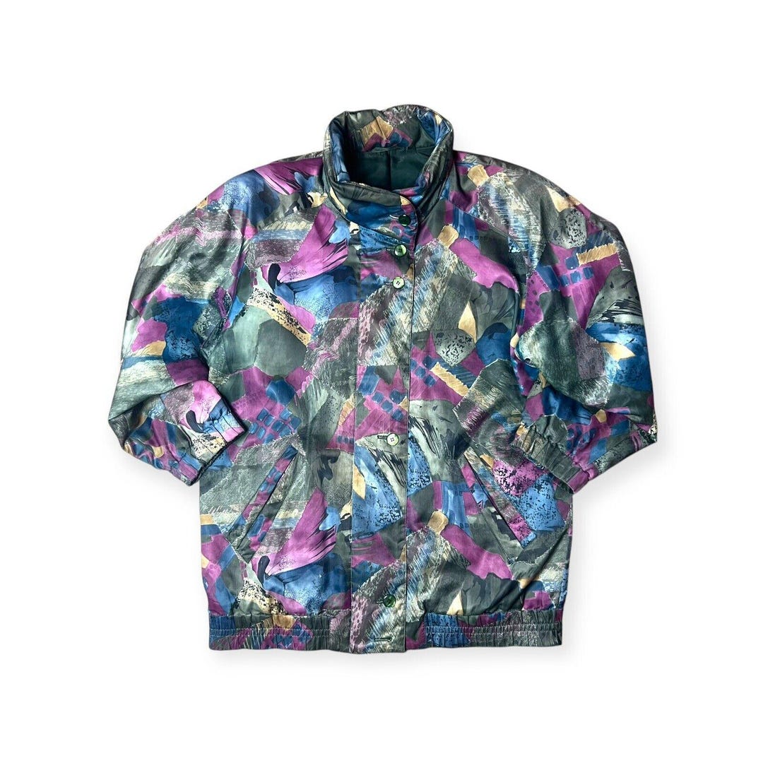 Vintage Funky Multicoloured Puffer Coat St Michael Geometric Pattern ...