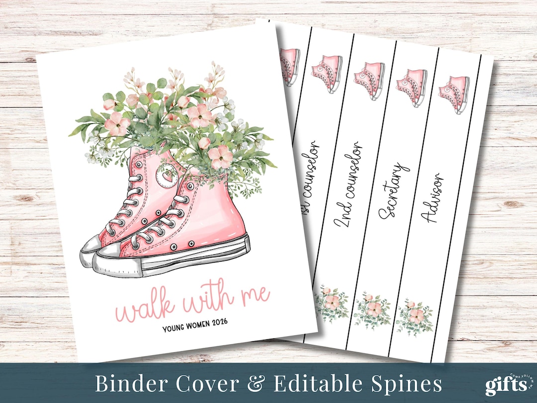 2026 Young Women Binder Cover & Spines Pink Shoes Walk With Me Youth ...