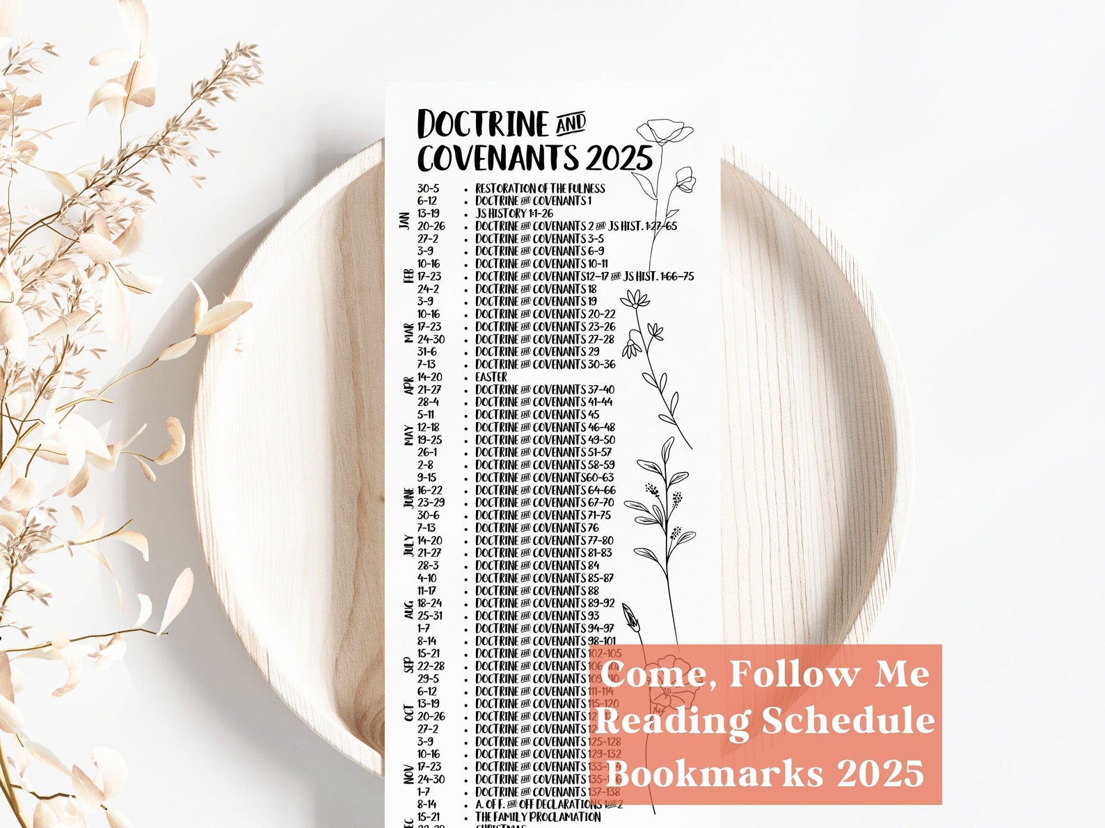 Come, Follow Me 2025 Printable Monthly Reading Schedule for Doctrine ...
