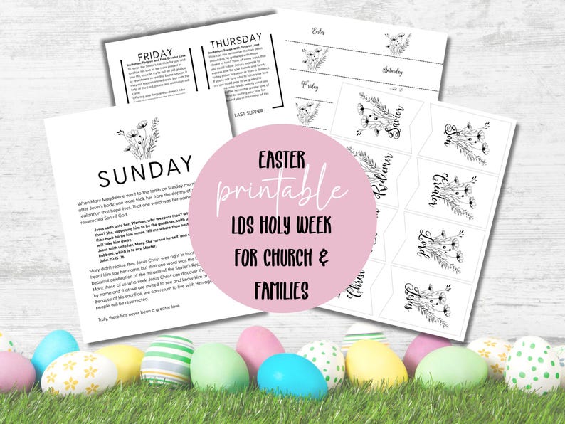 LDS Easter Printables Study Cards | Easter Advent Holy Week Banner ...