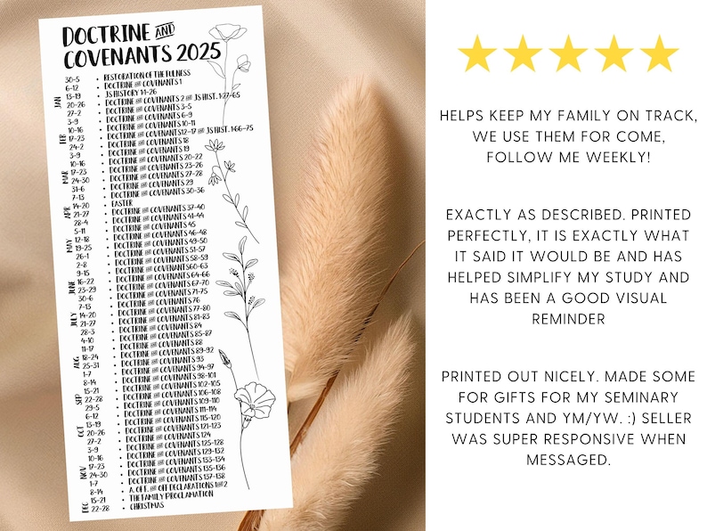 Come, Follow Me 2025 Printable Monthly Reading Schedule for Doctrine ...