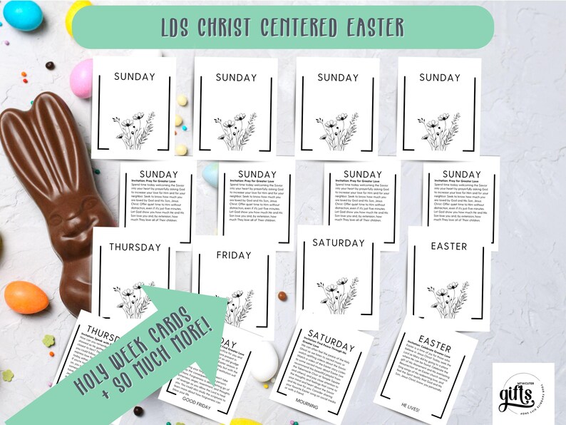 LDS Easter Printables Study Cards | Easter Advent Holy Week Banner ...
