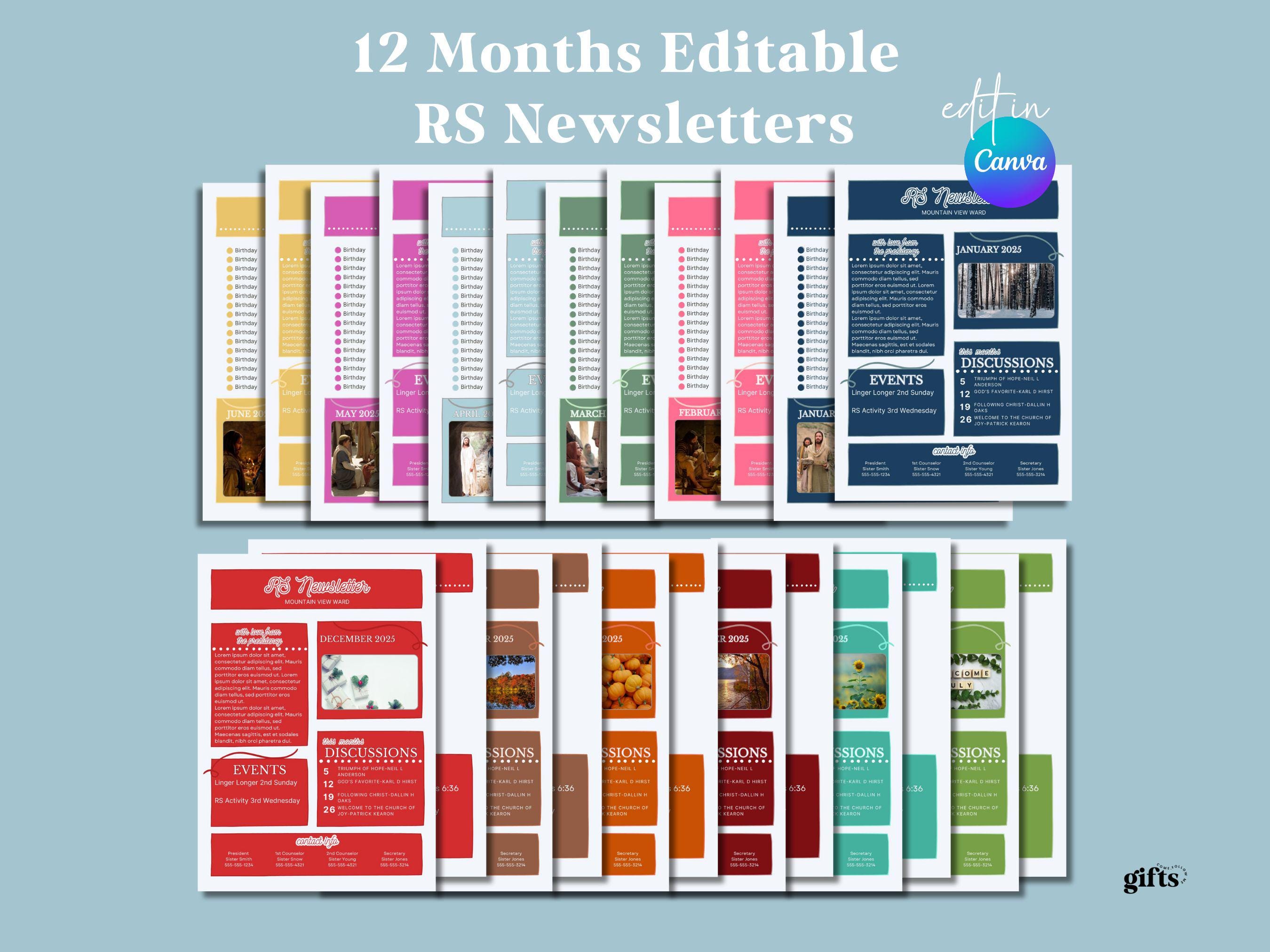 Relief Society Newsletter Template | Printable Editable Relief Society ...