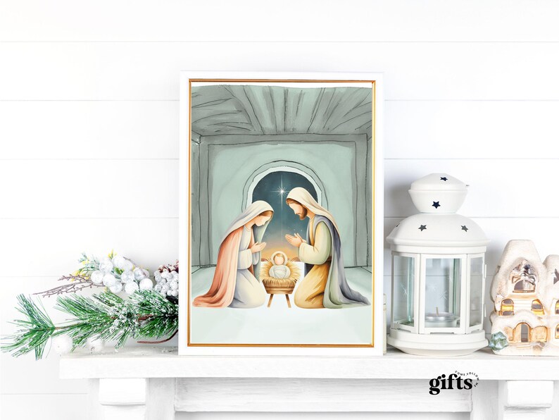 Nativity Printable Art, Christmas Holy Family Digital Download ...