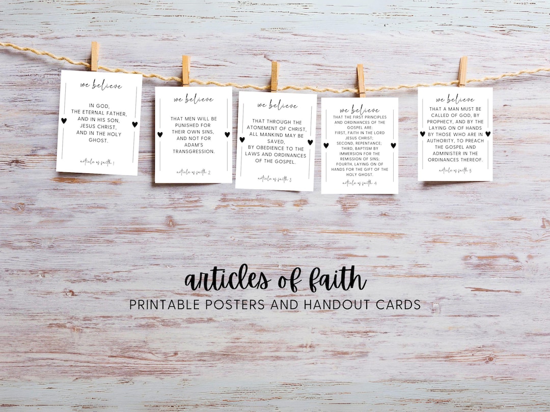Articles of Faith Cards, Printable Posters Flash Card, LDS Primary ...