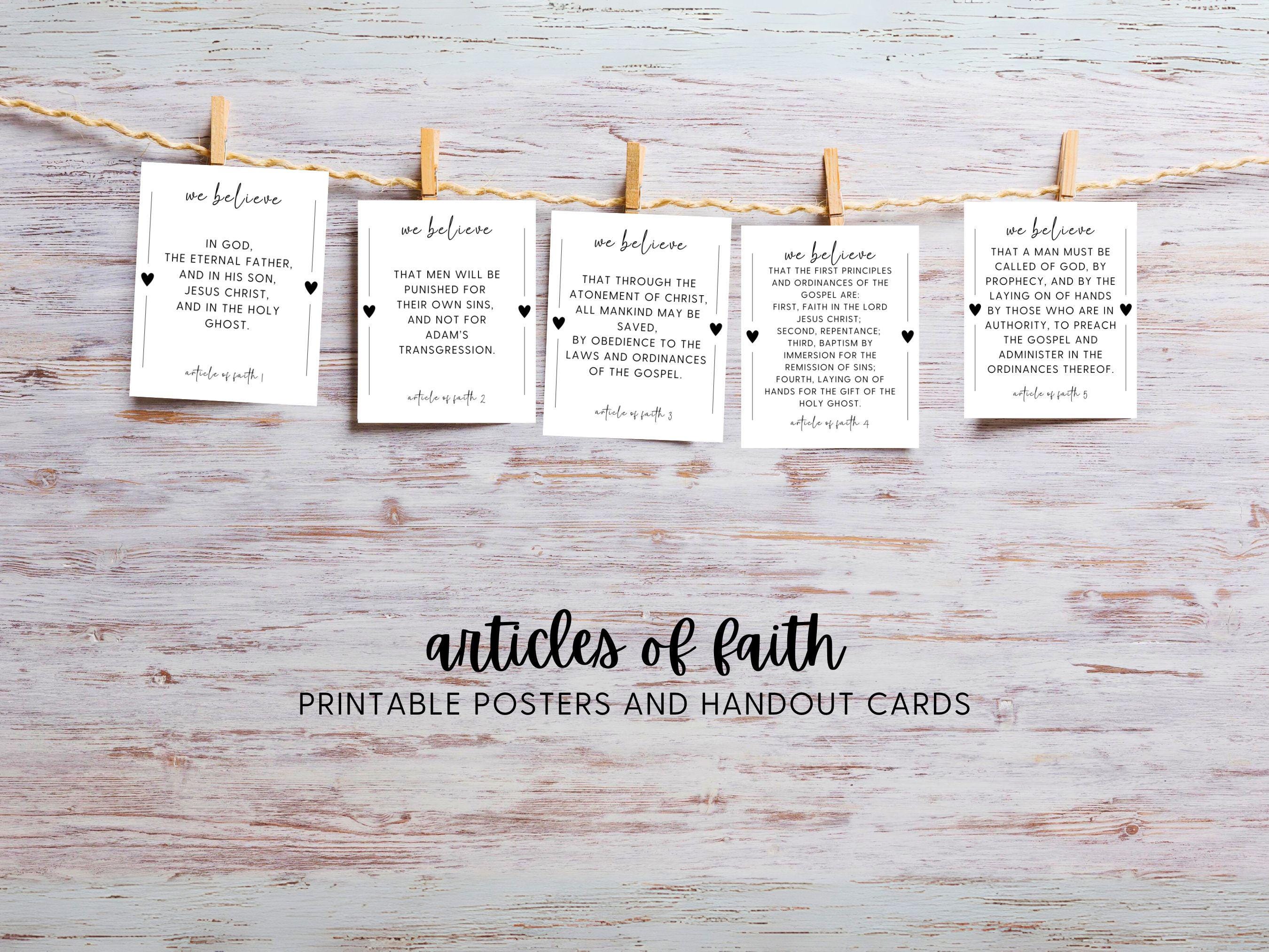 Articles of Faith Cards, Printable Posters Flash Card, LDS Primary ...
