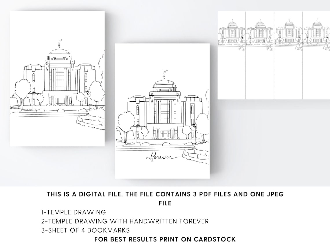Meridian Temple Line Art Printable Digital Download, LDS Baptism ...
