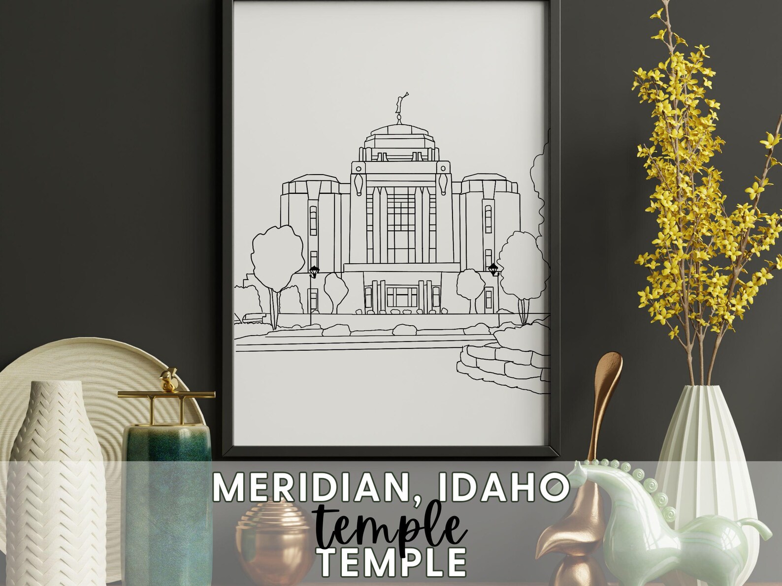 Meridian Temple Line Art Printable Digital Download, LDS Baptism ...