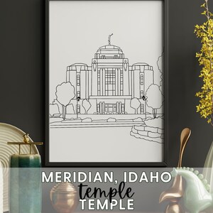 Meridian Temple Line Art Printable Digital Download, LDS Baptism ...