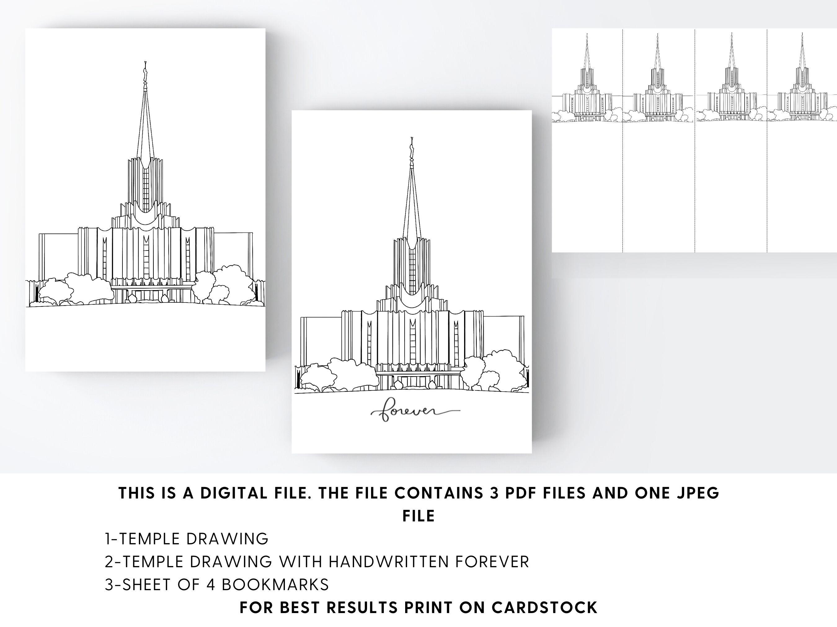 Jordan River Temple Line Art Printable Digital Download, LDS Baptism ...