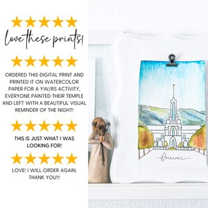 Portland Temple Line Art Printable Digital Download, LDS Baptism ...