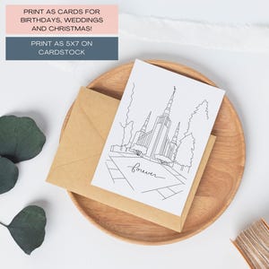 Portland Temple Line Art Printable Digital Download, LDS Baptism ...
