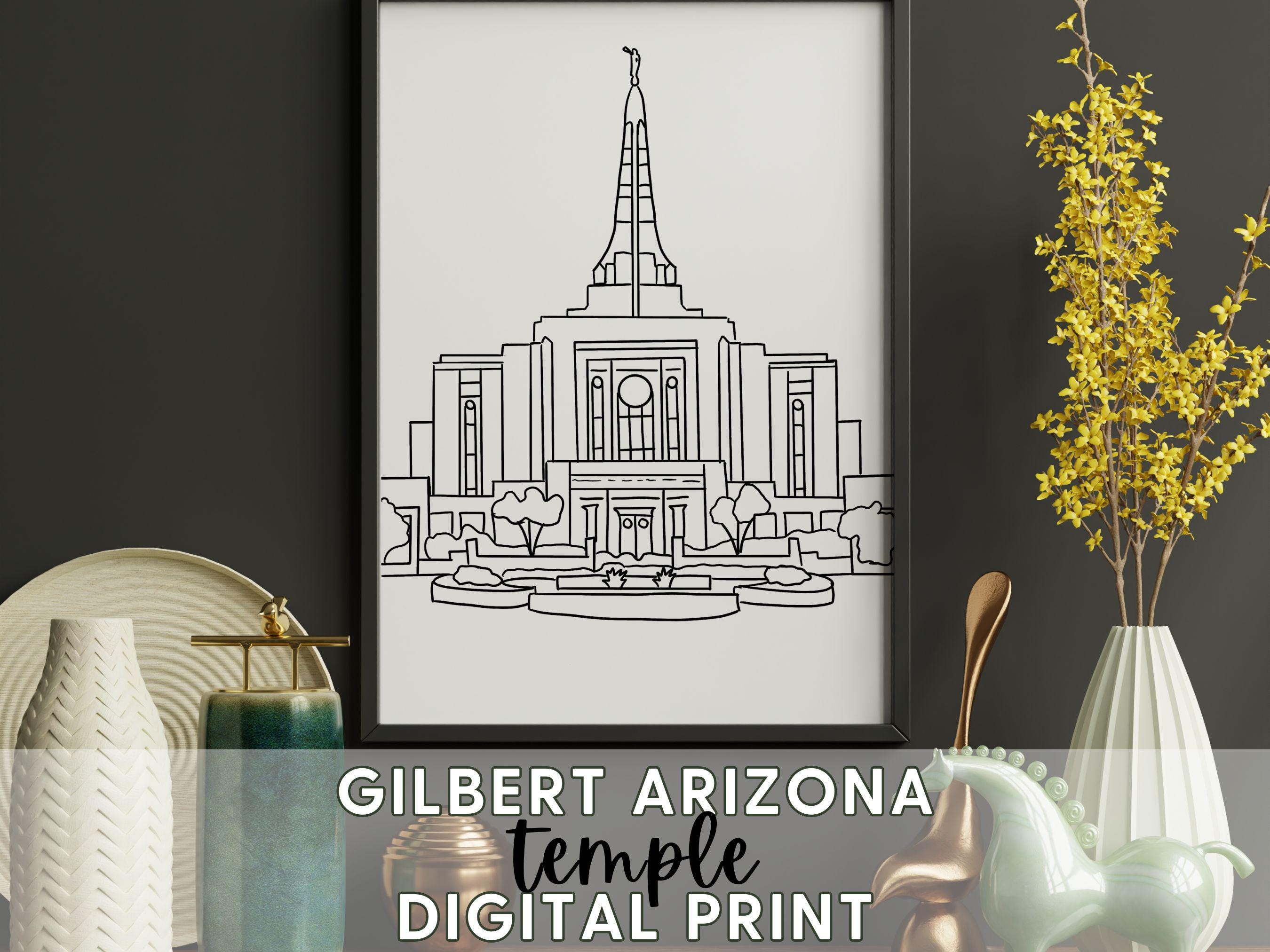 Gilbert Temple Line Art Printable Digital Download, LDS Baptism ...