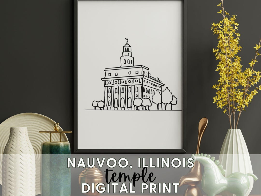 Nauvoo Temple Line Art Printable Digital Download, LDS Baptism ...