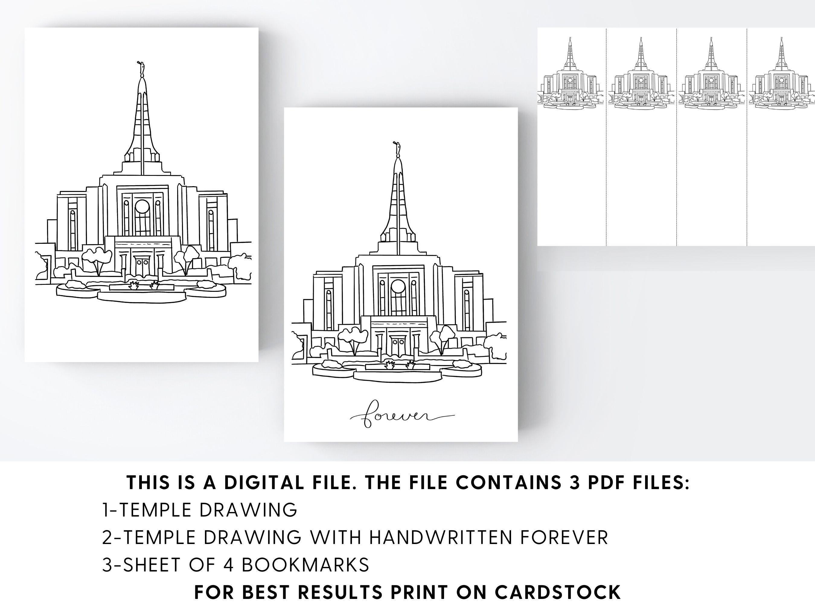 Gilbert Temple Line Art Printable Digital Download, LDS Baptism ...