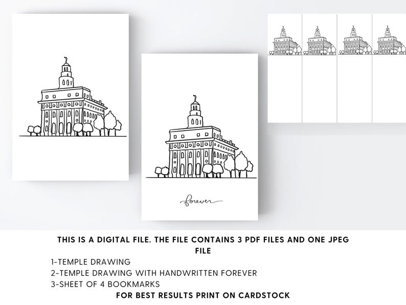 Nauvoo Temple Line Art Printable Digital Download, LDS Baptism ...