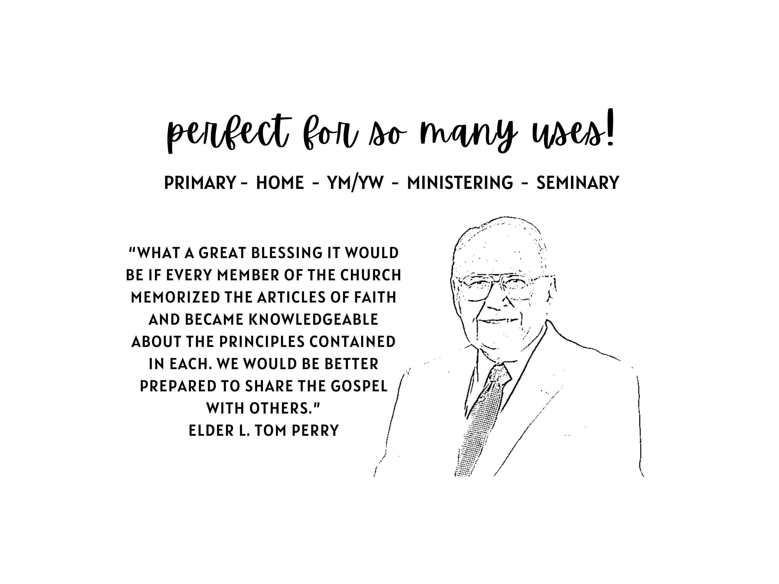 Articles of Faith Cards, Printable Posters Flash Card, LDS Primary ...