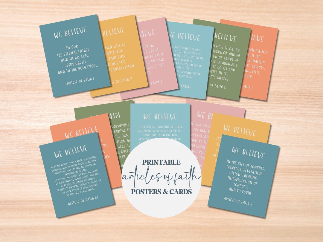 Articles of Faith Cards, Printable Posters Flash Card, LDS Primary ...