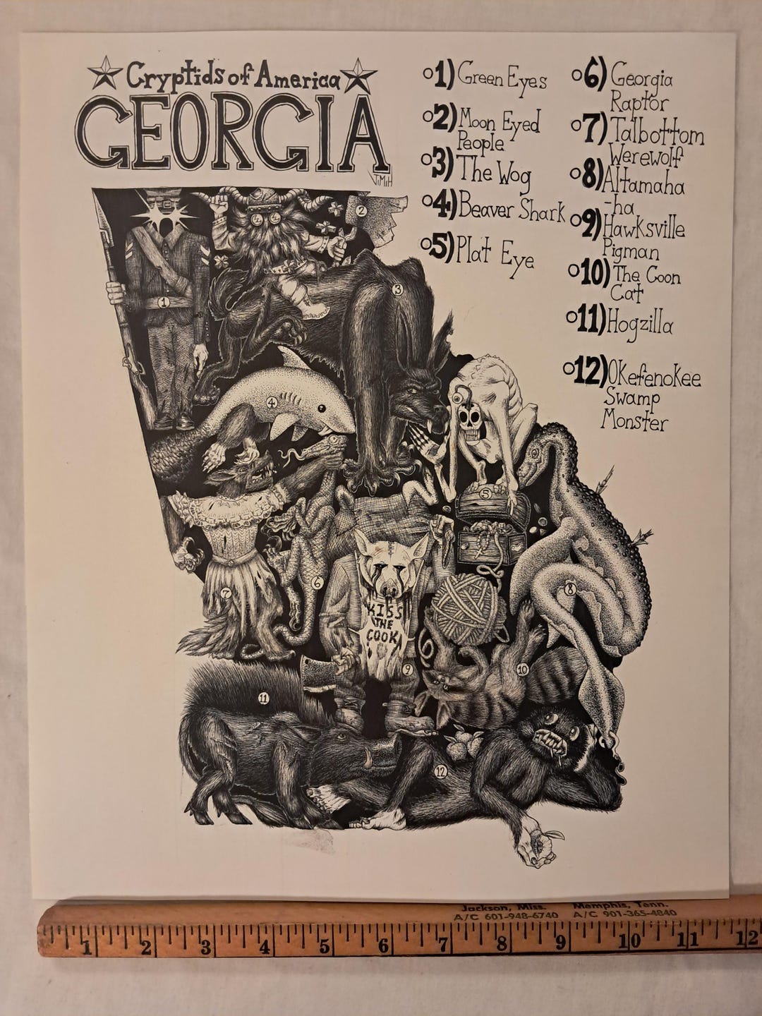 Monsters of Georgia Map Art Print - Etsy