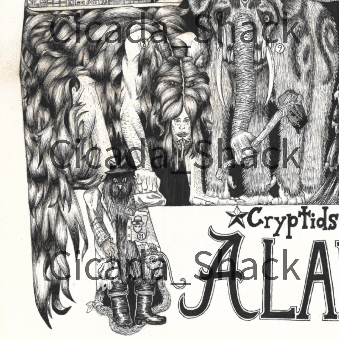 Monsters of Alabama Map Art Print - Etsy