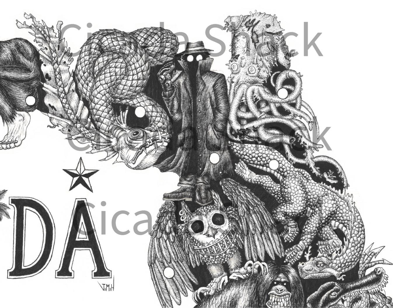 Cryptids of Florida Map Art Print, Cryptid Wall Art, Monster Poster - Etsy