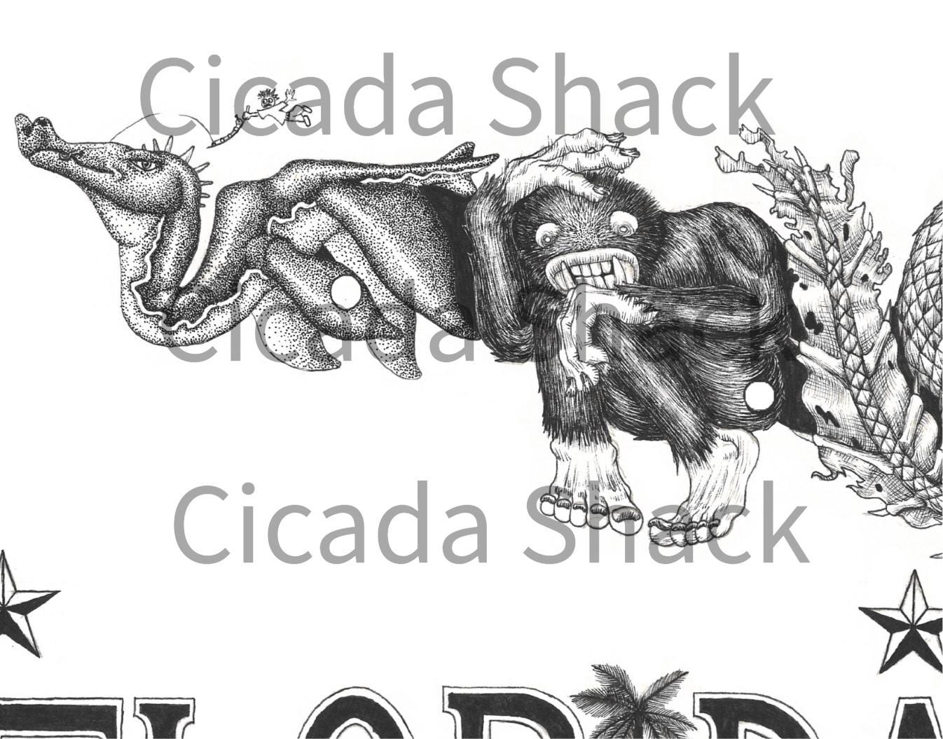 Cryptids of Florida Map Art Print, Cryptid Wall Art, Monster Poster - Etsy