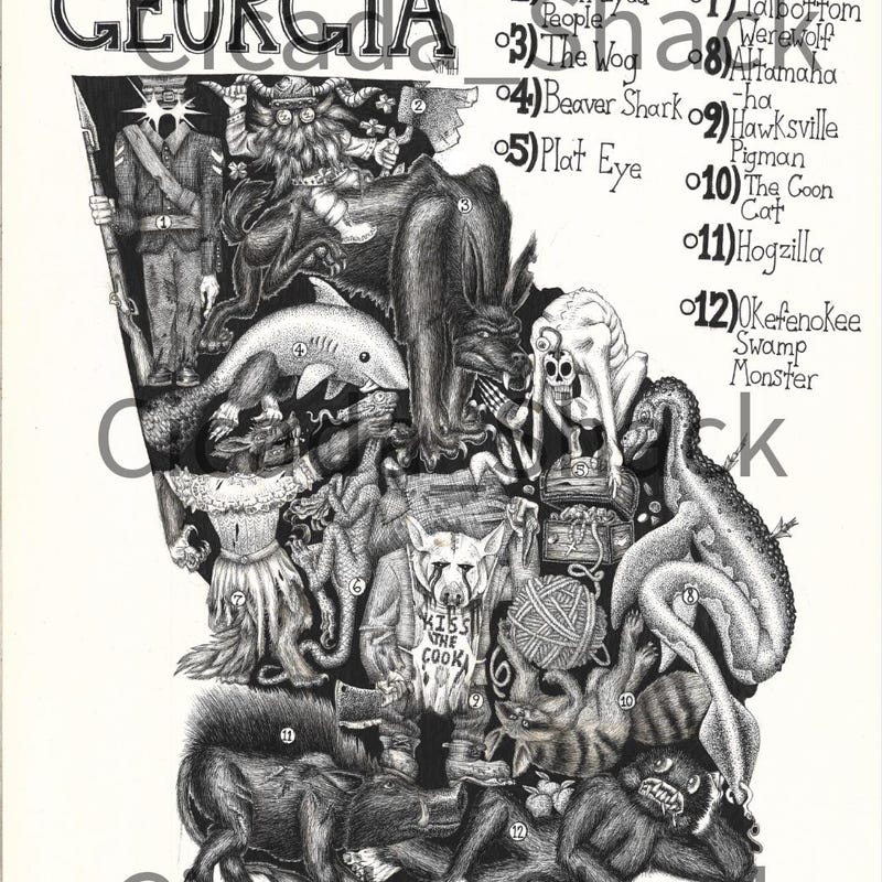 Cryptid Map Wall Art - Etsy