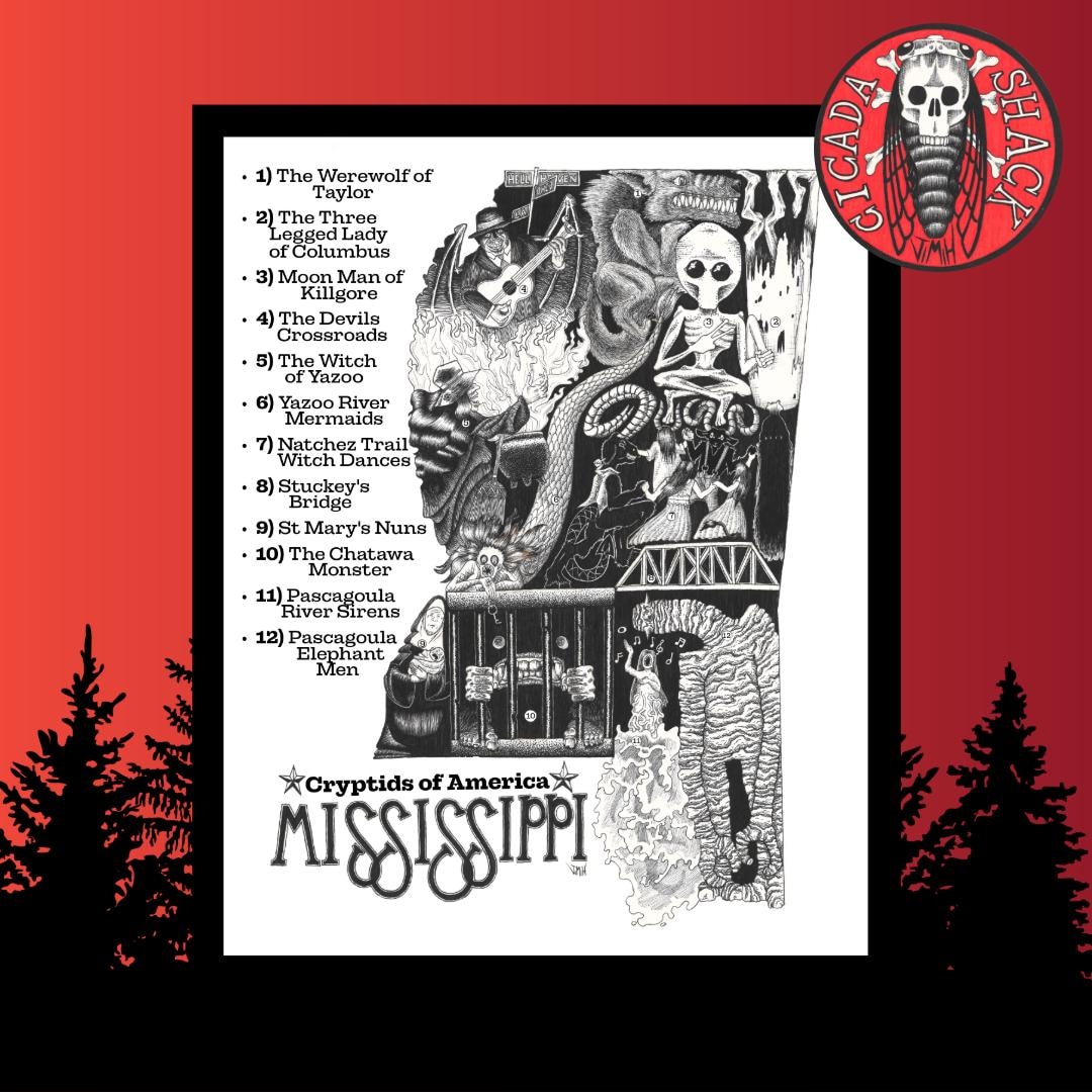 IMPROVED: Cryptids of Mississippi Map, Cryptid Wall Art, Monster Poster ...
