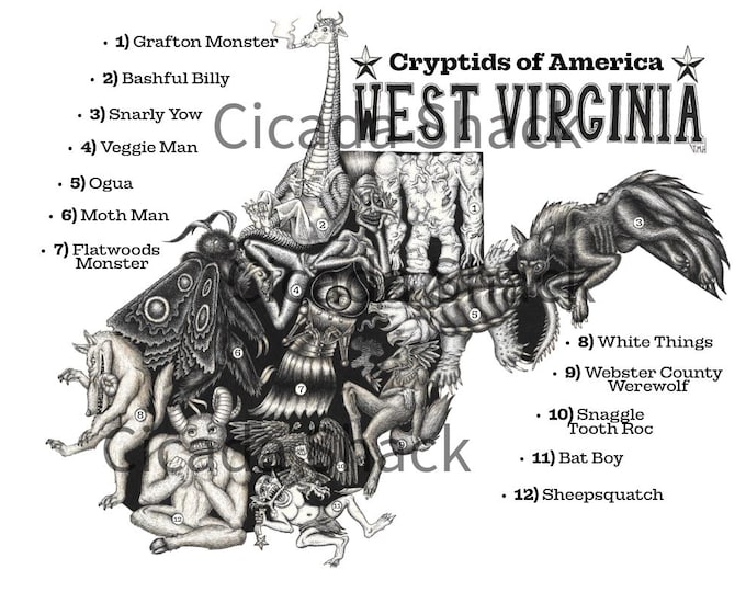 Famous Cryptids of West Virginia Print - Etsy Canada