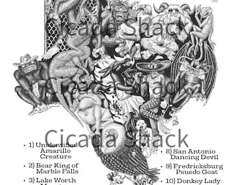 Monsters of Georgia Map Art Print - Etsy