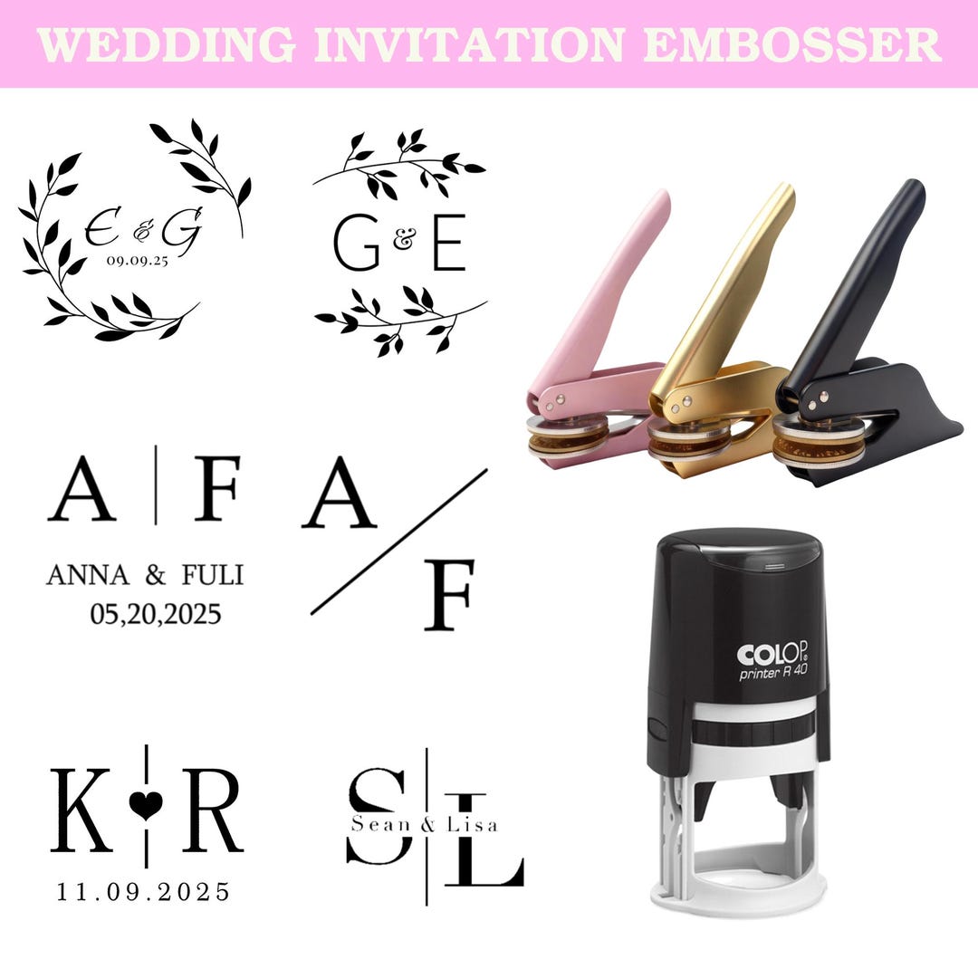 Wedding&book Embosser|custom Monogram Stamp|personalized Seal for ...