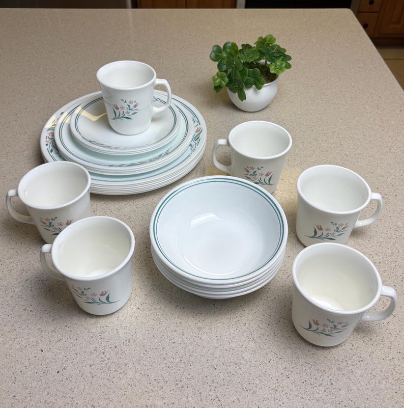 Vintage 90s Corelle by Corning Rosemarie Replacement Dishes - Plates ...