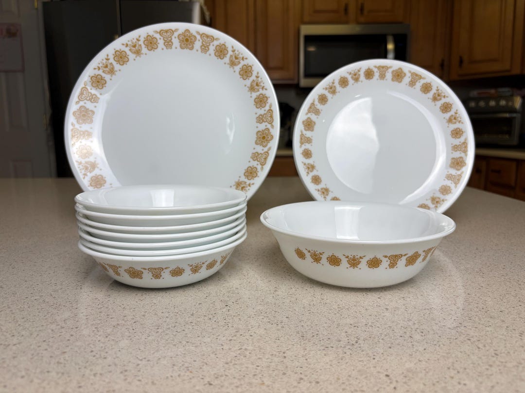 Vintage 1970s Corelle Butterfly Gold Replacement Plates by Corning Ware ...