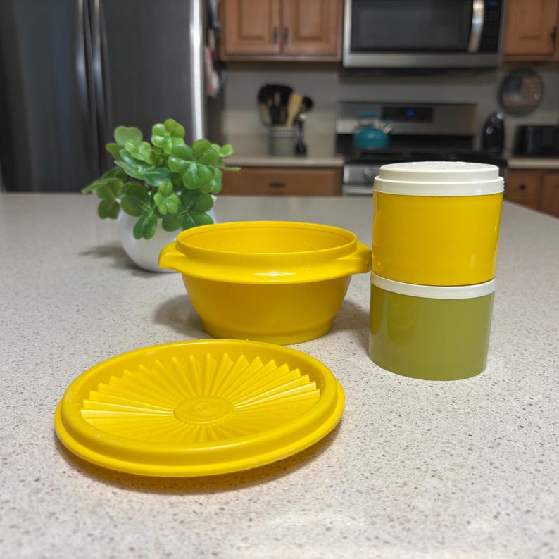 Vintage 1970s Tupperware Stackable Spice Shakers 1308 & Servalier Bowl ...