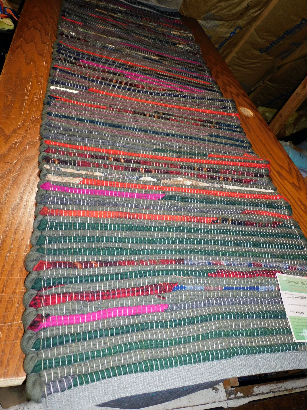 ES-503/72, Handwoven Wool Rag Rug, Hall Runner, Bedroom Rug, Tiny House ...