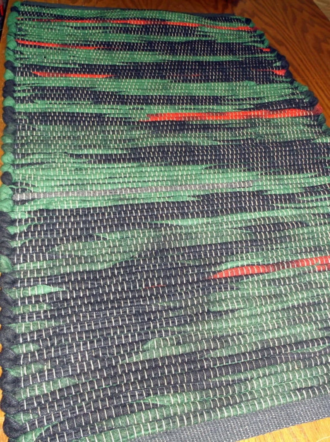 ES-355/41, Handwoven Wool Rag Rug, Tiny House Rug, Bedside Rug, Floor ...