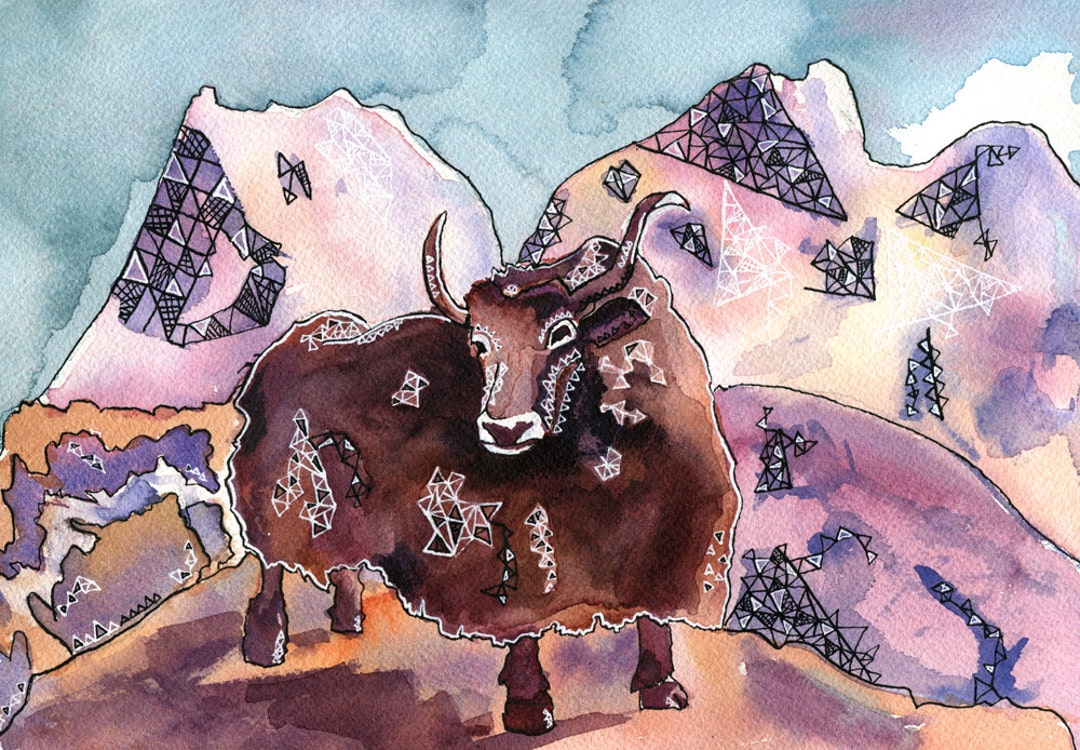 Yak!- Watercolor and Ink Archival Print- Animal Illustration- Giclee ...