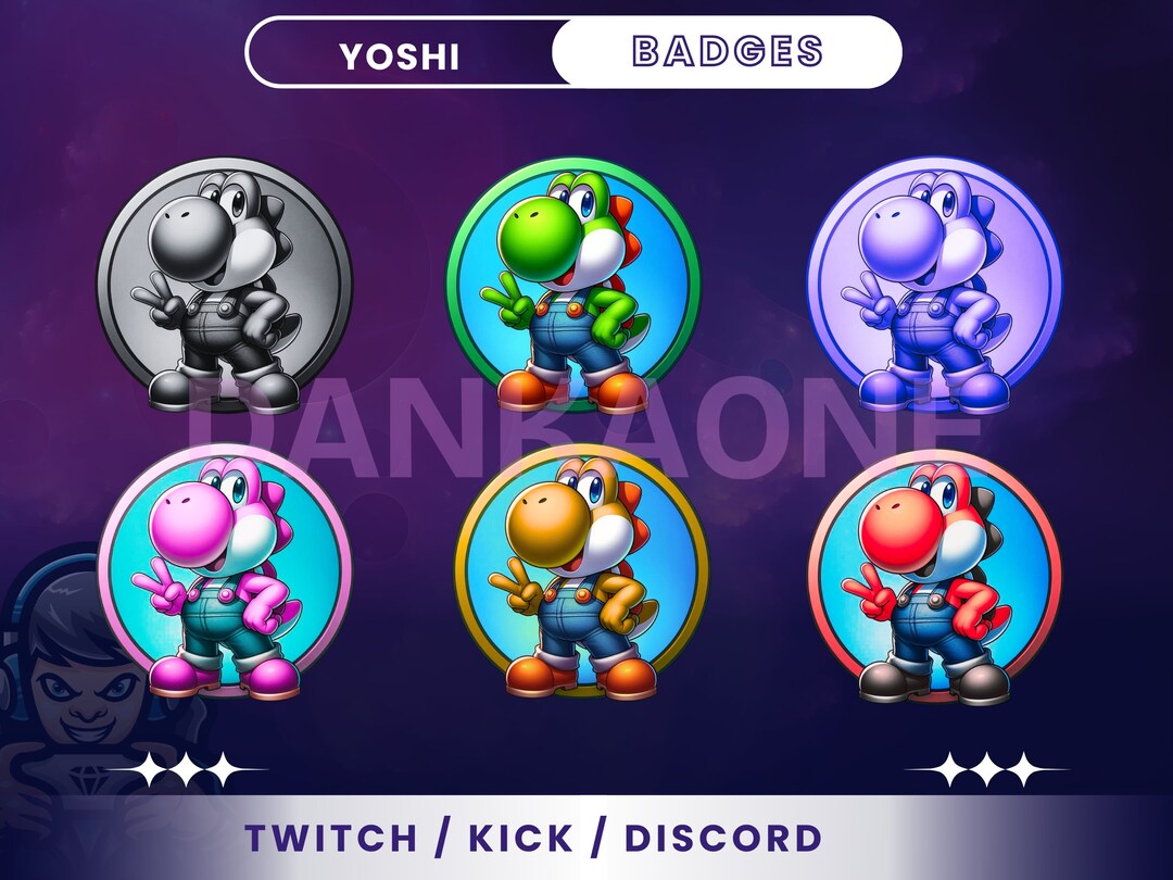 Twitch Yos-hi Sub & Bit Badges - Cartoon Sub Badges / Cheer Badges ...