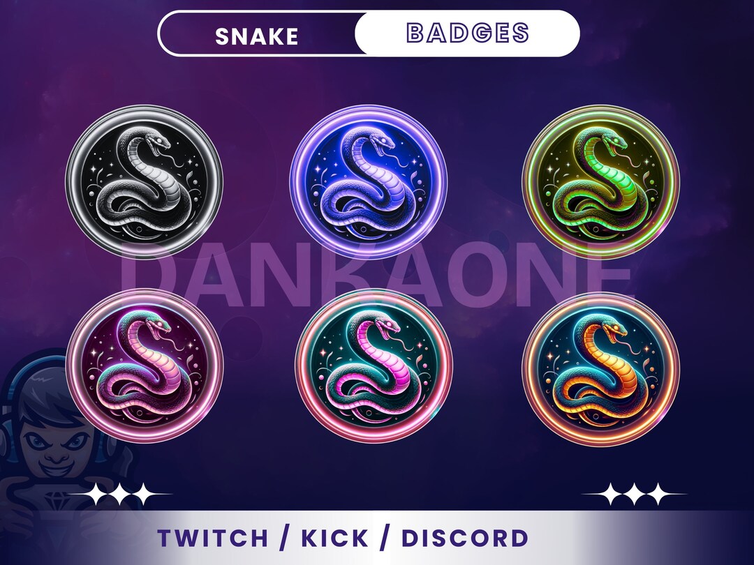Snake Sub Badges for Twitch | Twitch Sub & Bit Badges | Animal Sub ...