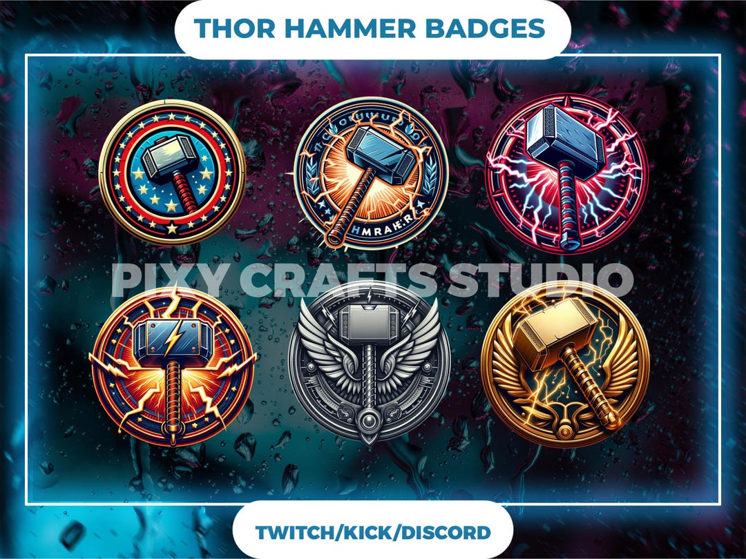 Th-or Hammer Badges Weapon Badges Mjolnir Badges Twitch Badges Discord ...