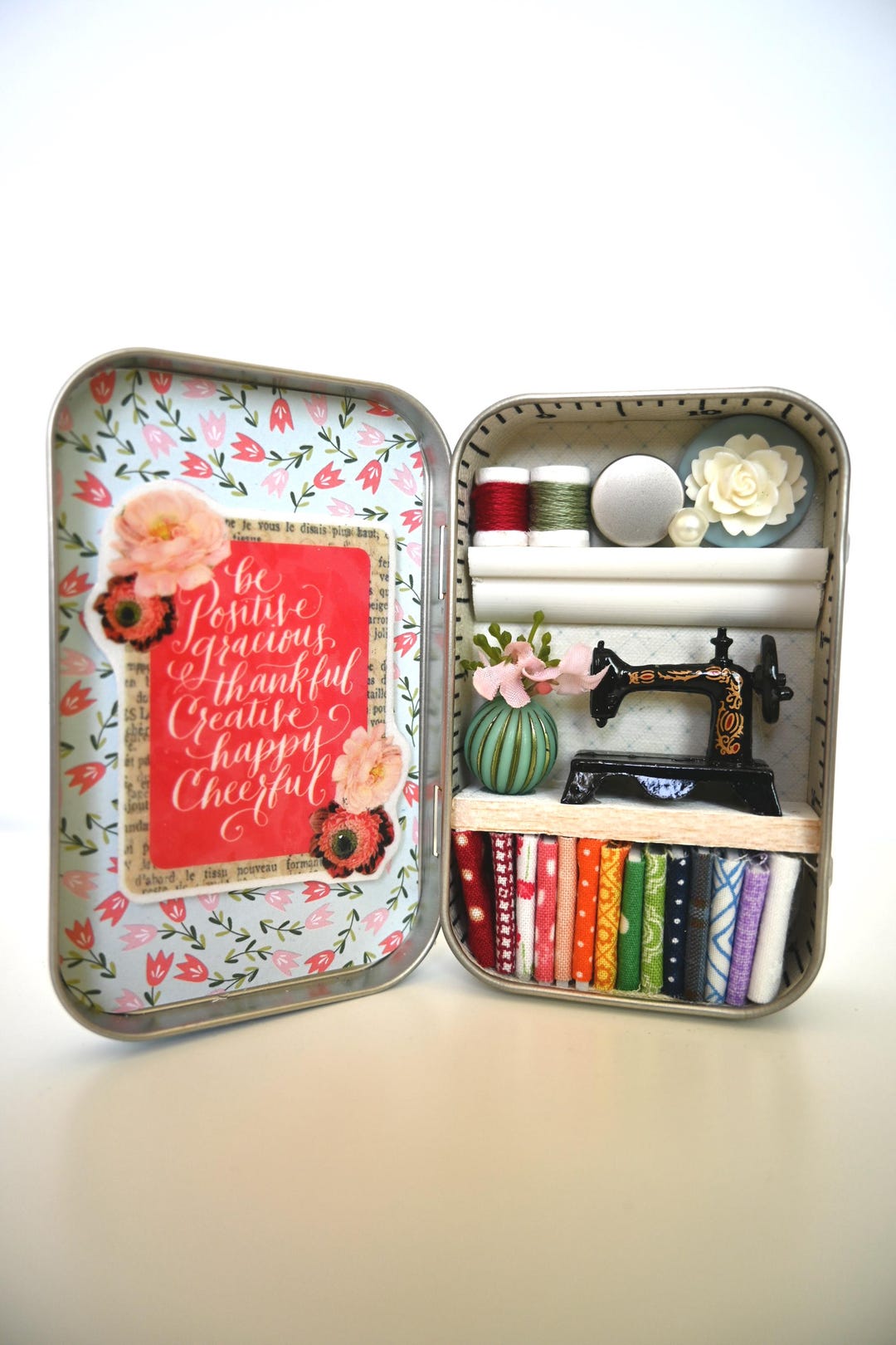 Tiny Tin Sewing Room ~ Be Positive - Etsy