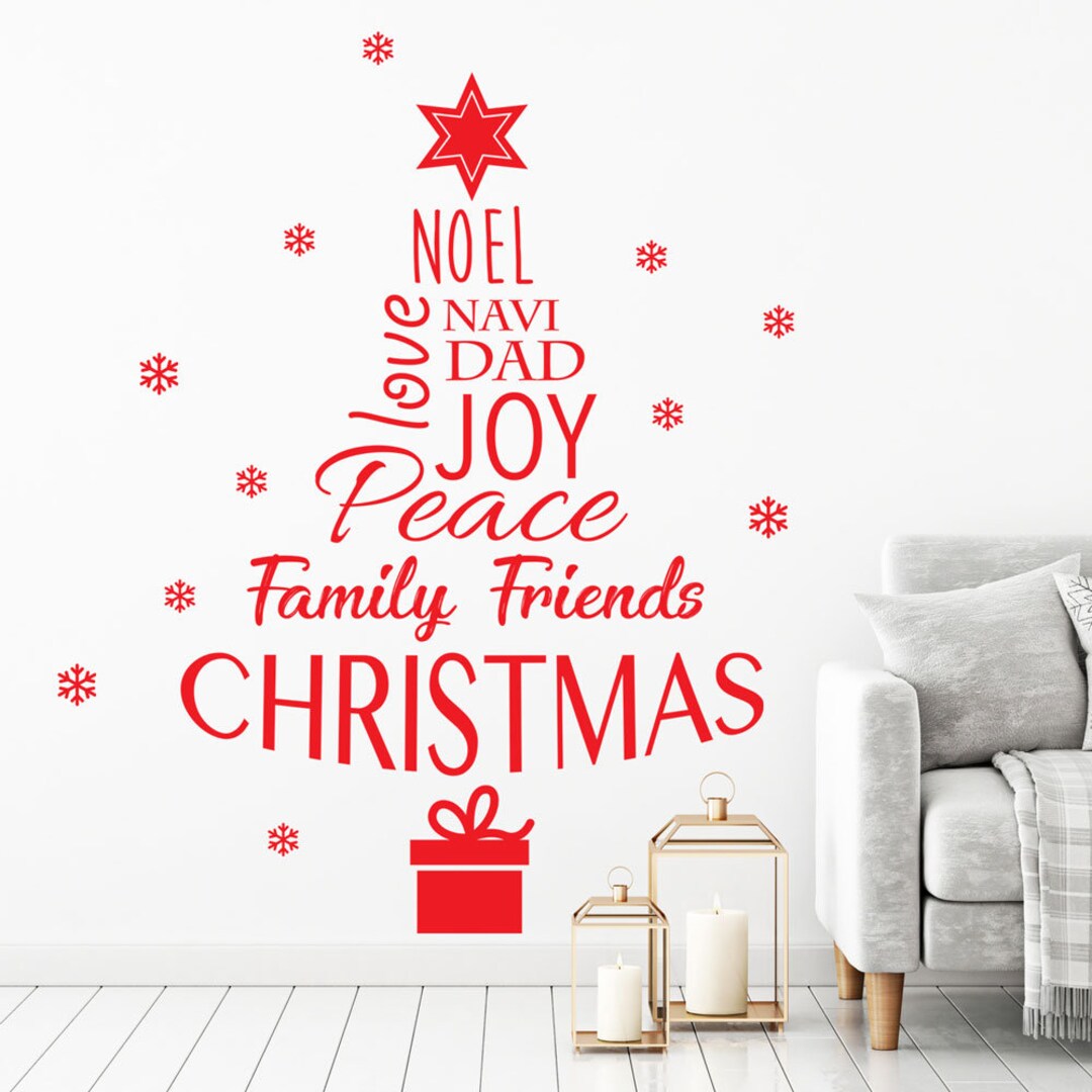 Christmas Tree With Words Wall Decal - Etsy