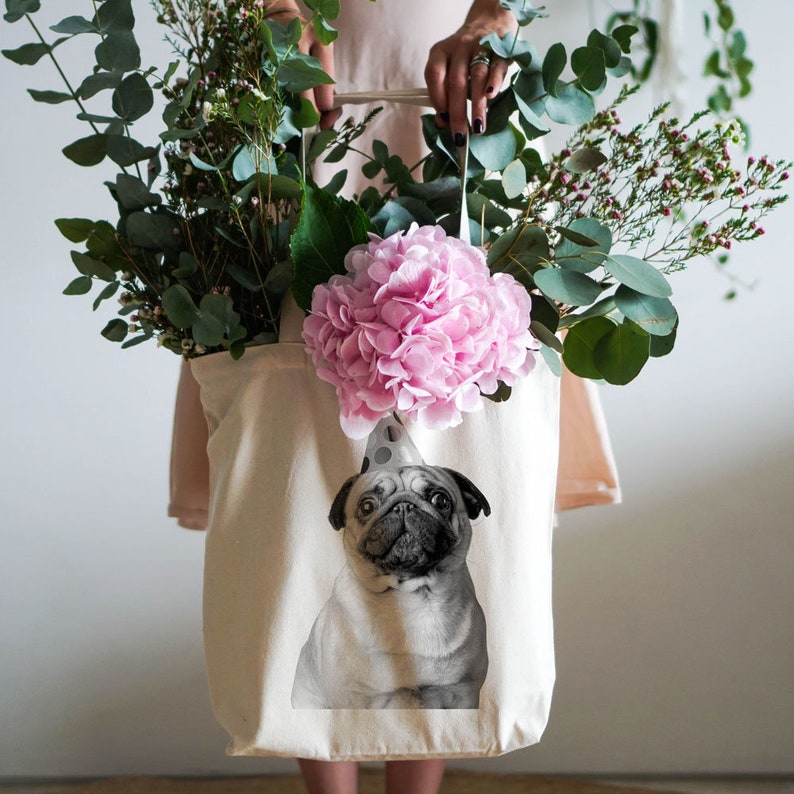 Party Pug Tote Bag - Etsy